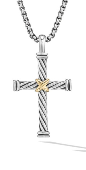 David Yurman - Cable Cross Enhancer with 18K Gold in Silver at Nordstrom
