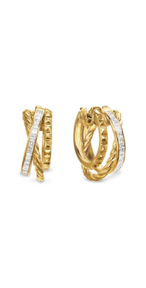 David Yurman - Crossover Trio Multirow Hoop Earrings in 18K Gold at ...