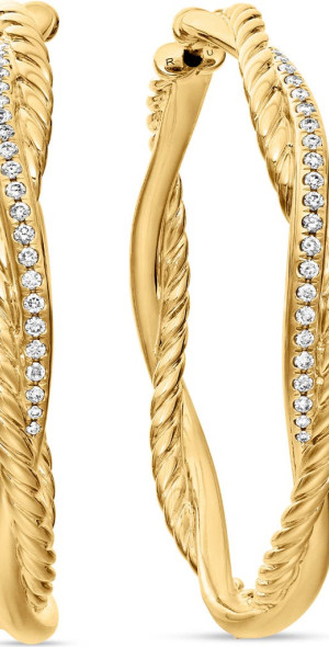 David Yurman - Petite Infinity Hoop Earrings in 18K Yellow Gold with ...