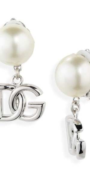 Dolce & Gabbana - DG Charm Imitation Pearl Clip-On Earrings in 87655 ...