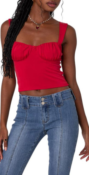 EDIKTED - Danica Crop Tank in Red
