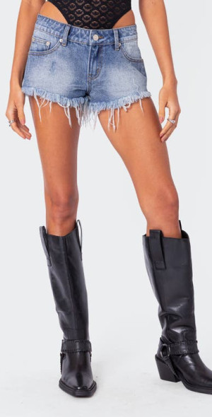 EDIKTED - Erika Denim Cutoff Shorts in Blue at Nordstrom