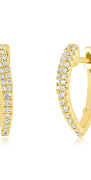 EF Collection - Diamond Pavé Huggie Earrings in 14K Yellow Gold