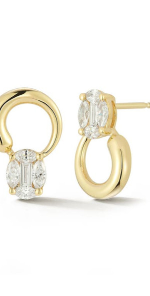 EF Collection - Iris Mixed Diamond Illusion Stud Earrings in 14K Yellow ...