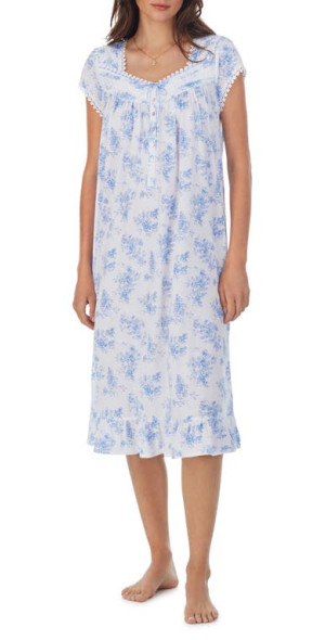 Eileen West - Waltz Floral Print Lace Trim Cotton & Modal Nightgown in ...