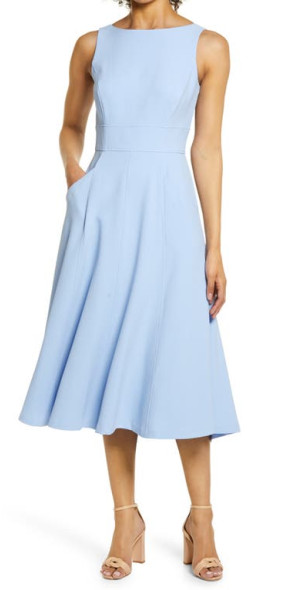 Eliza J - Bateau Neck Fit & Flare Dress in Blue