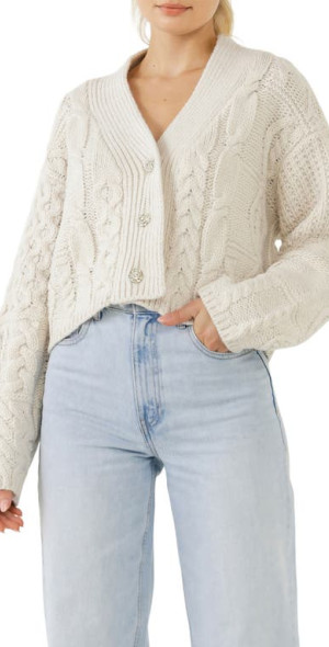 Endless Rose - Button-Up Cardigan in Cream