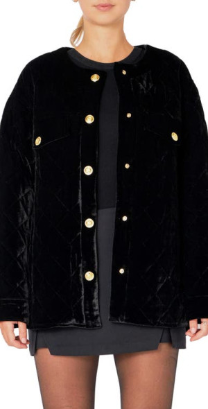 Endless Rose - Premium Quilted Velvet Oversized Jacket in Black at ...