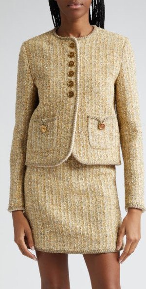 Etro - Pegaso Button Tweed Jacket in Yellow
