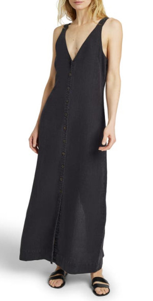 Faherty - Big Sur Linen Maxi Dress in Moonless Night
