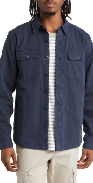 Faherty - CPO Cotton Shirt Jacket in Navy at Nordstrom