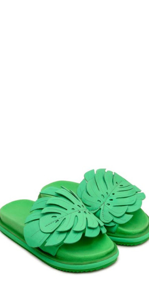 FARM Rio - Monstera Leaf Slide Sandal in Green
