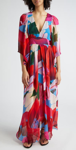 FARM Rio - Watercolor Floral Maxi Dress in Watercolor Floral Blue