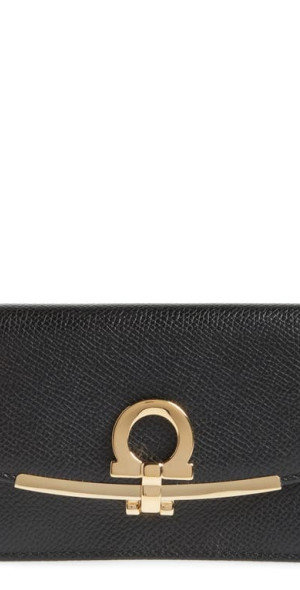 FERRAGAMO - Icona Leather Card Case in Nero at Nordstrom