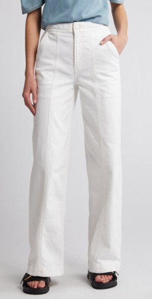 FRAME - Braided Waistband Wide Leg Jeans in Au Natural Clean at Nordstrom
