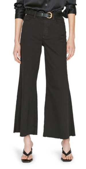 FRAME - Le Palazzo Raw Hem Wide Leg Jeans in Film Noir at Nordstrom