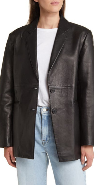 FRAME - Noir Leather Blazer at Nordstrom