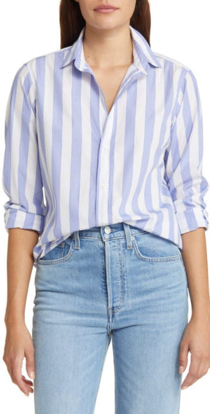 Frank & Eileen - Frank Stripe Poplin Button-Up Shirt in Blue Stripe at Nordstrom