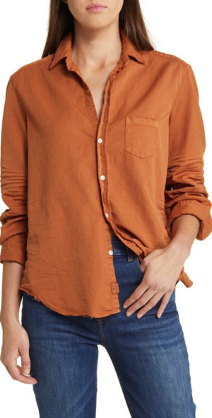 Frank & Eileen - Relaxed Fit Cotton Twill Button-Up Shirt in Toffee at ...