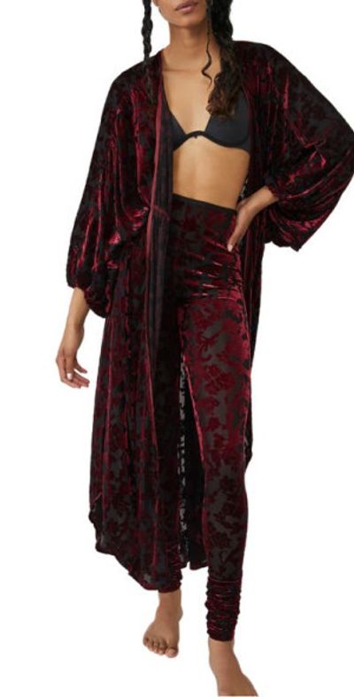 Free People - Magic Hour Velvet Robe in Midnight Combo at Nordstrom