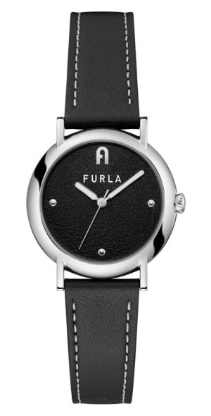 Furla - Easy Shape Leather Strap Watch, 32mm in Silver/Black/Black
