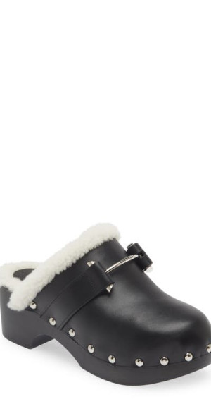 Givenchy - Genuine Shearling Lined Platform Clog in Black/White at ...
