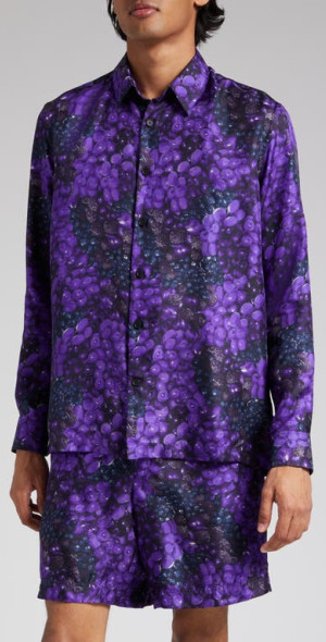 Givenchy - Grape Print Silk Button-Up Shirt in Purple at Nordstrom