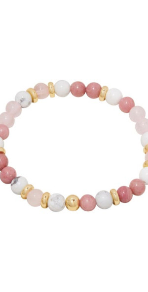 gorjana Power Stone Mantra Bracelet in Rose Quartz Mix