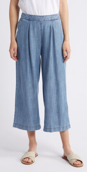 Hatley - Crop Wide Leg Chambray Pants in Blue