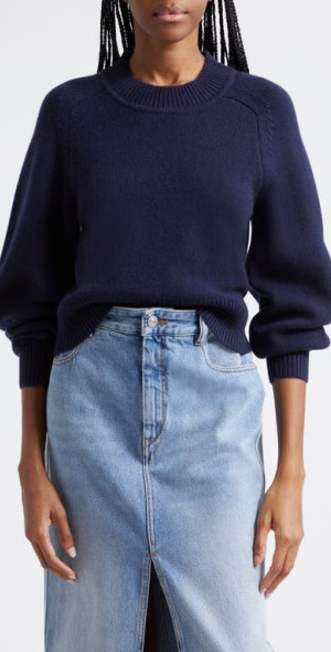 Isabel Marant - Leandra Merino Wool & Cashmere Crewneck Sweater in Midnight