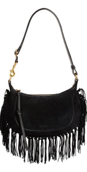 Isabel Marant - Oskan Moon Fringe Suede Shoulder Bag in Black