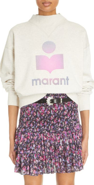 Isabel Marant Étoile - Moby Mock Neck Logo Graphic Sweatshirt in Ecru ...