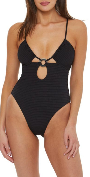 Isabella Rose - Maza Cutout High Leg One-Piece Swimsuit in Black