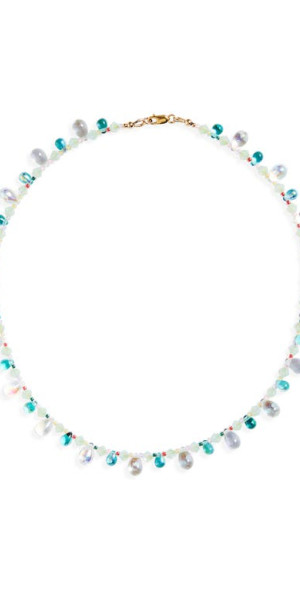Isshi - Raindrop Beaded Necklace in Crystal Mint