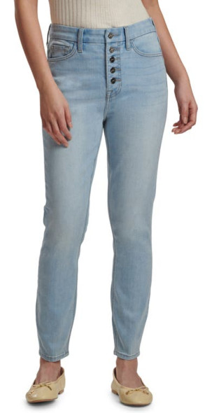 JEN7 by 7 For All Mankind - High Waist Exposed Button Fly Skinny Jeans ...