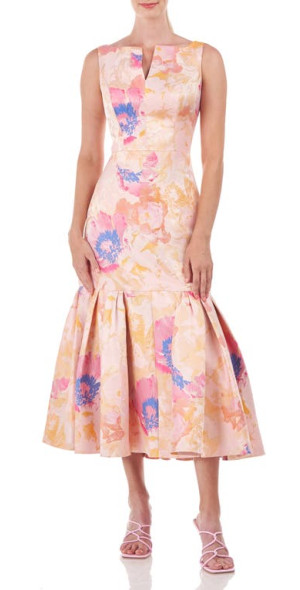 Kay Unger - Fiora Princess Seam Cocktail Dress in Tangerine at Nordstrom