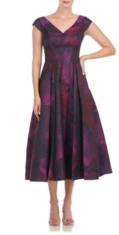 Kay Unger - Paulina Tea Length Dress in Deep Navy/Lt. Plum at Nordstrom