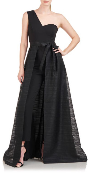 Kay Unger - Vera One-Shoulder Maxi Jumpsuit in Black