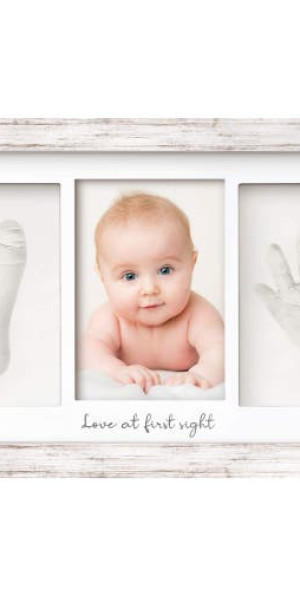KeaBabies - Baby Handprint & Footprint Keepsake Duo Frame in Vintage White