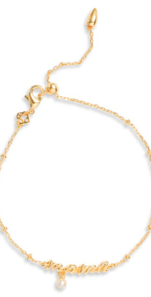 Kendra Scott - Mama Freshwater Pearl Script Pendant Bracelet in Gold ...
