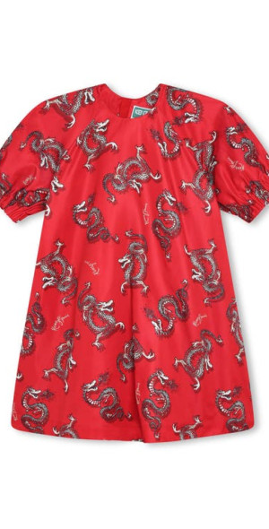 KENZO - Kids' Allover Dragon Print Dress in Bright Red at Nordstrom