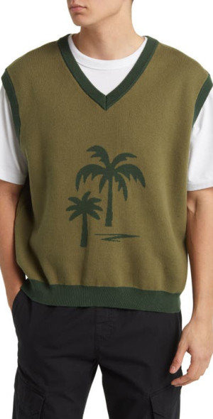 KROST - Palm Tree Sweater Vest in Laurel Wreath at Nordstrom