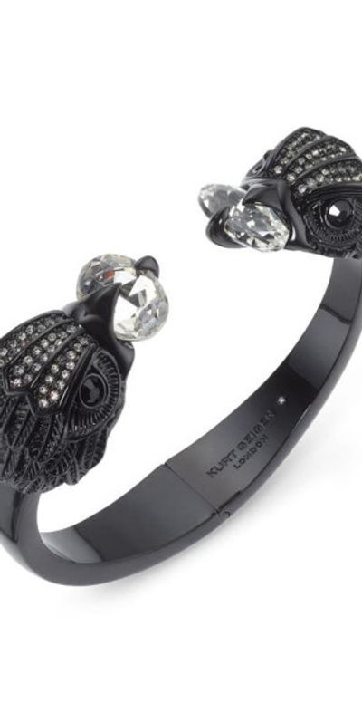 Kurt Geiger London - Crystal Eagle Hinged Bangle Bracelet in Black at ...