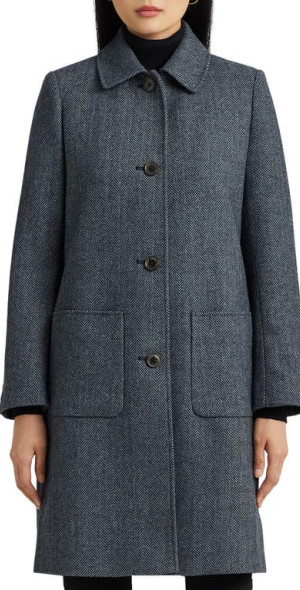 Lauren Ralph Lauren - Herringbone Coat in Navy Herringbone at Nordstrom
