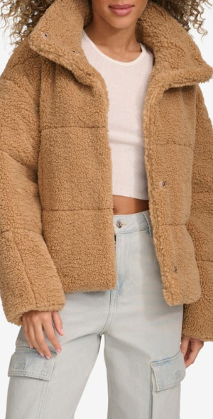 levi's - Quilted Fleece Short Teddy Jacket in Chestnut