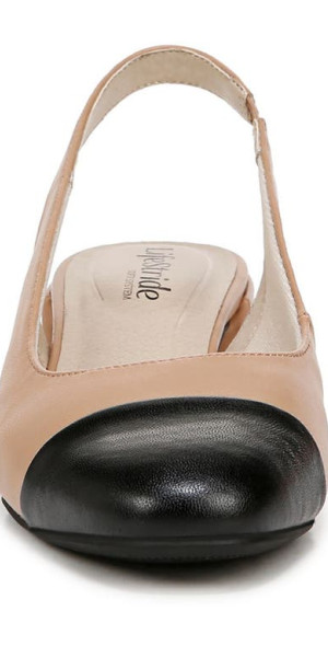 Lifestride Becoming Cap Toe Slingback Pump In Tan Black