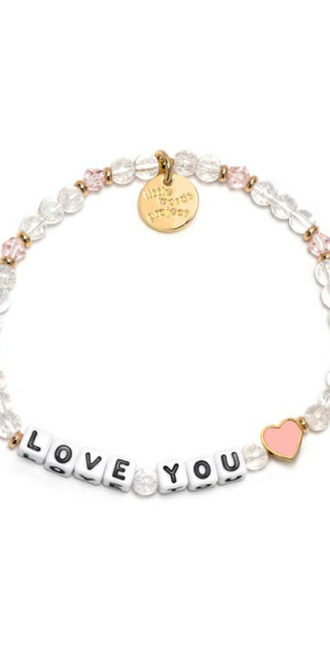 Little Words Project - Love You Heart Beaded Stretch Bracelet in Clear