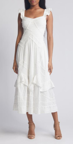 LoveShackFancy - Brin Smocked Sundress in Bright White at Nordstrom