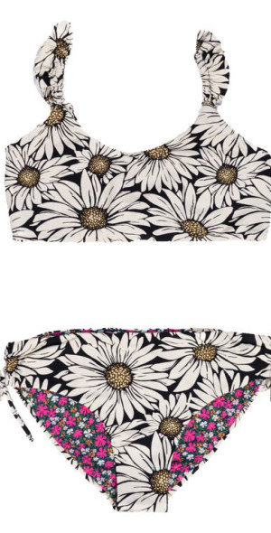 Maaji - Kids' Daisy Floral Mango Two-Piece Swimsuit in Black/Ivory ...