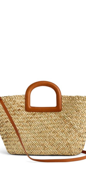 Madewell - The Large Handwoven Straw Crossbody Basket Tote in Saddle ...